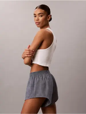 Calvin Klein Chambray Sleep Shorts With Curved Hem