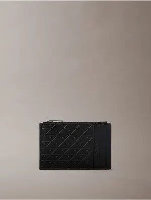 Calvin Klein Allover Emblem Logo Card Case - Black