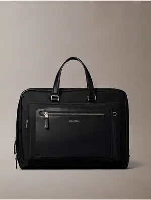 Calvin Klein Raised Logo Slim Commuter Bag - Black