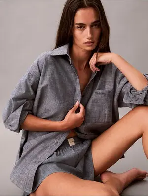 Calvin Klein Chambray Button-down Sleep Shirt
