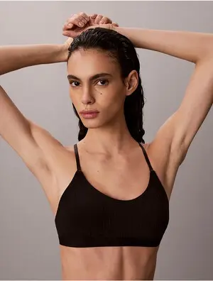 Calvin Klein Embossed Emblem Lightly Lined Bralette - Black