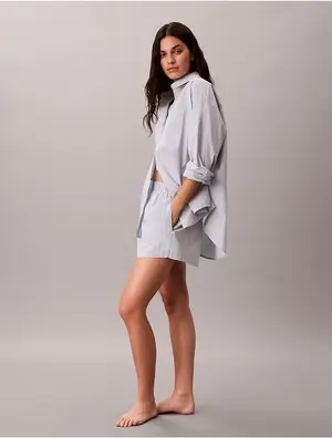 Calvin Klein Cotton Poplin Relaxed Button-down Sleep Shirt
