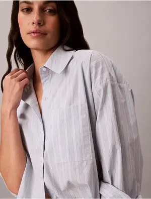Calvin Klein Cotton Poplin Relaxed Button-down Sleep Shirt