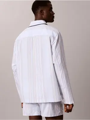 Calvin Klein Cotton Poplin Script Button-down Sleep Shirt