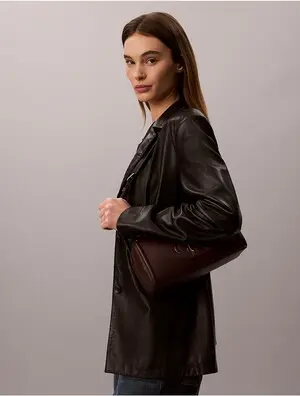 Calvin Klein Bold Monogram Slouchy Shoulder Bag - Fudge