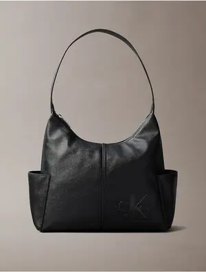 Calvin Klein Embossed Monologo Pocket Shoulder Bag - Black