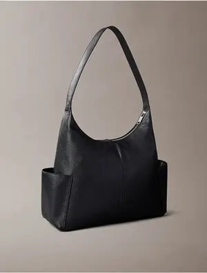 Calvin Klein Embossed Monologo Pocket Shoulder Bag - Black