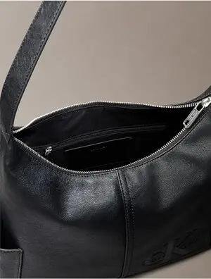 Calvin Klein Embossed Monologo Pocket Shoulder Bag - Black