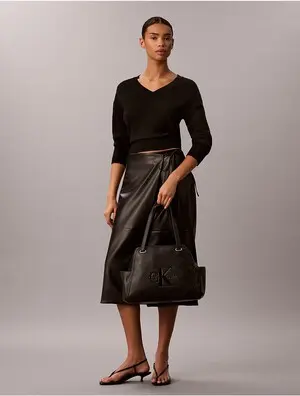 Calvin Klein Embossed Monologo Pocket Tote Bag