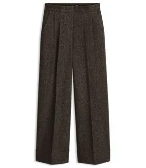 BOSS Womenswear Wide-leg Herringbone Pants In Wool Blend