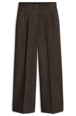 BOSS Womenswear Wide-leg Herringbone Pants In Wool Blend