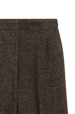 BOSS Womenswear Wide-leg Herringbone Pants In Wool Blend