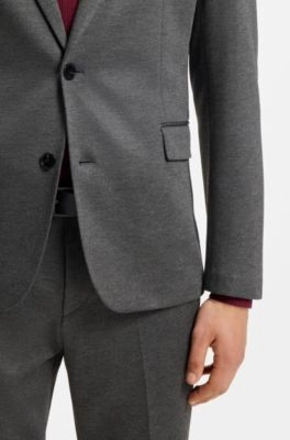 Hugo Extra-slim-fit Suit Jacket In Melange Stretch Twill