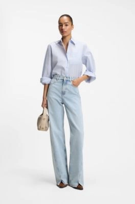 BOSS High-rise Wide-leg Jeans With Contrast Stitching