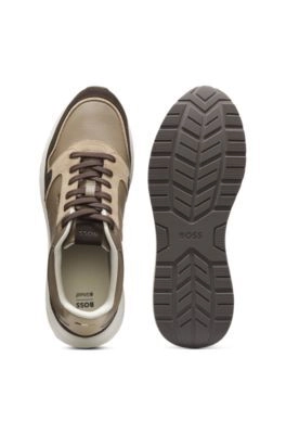 BOSS Running-style Leather Sneakers With Suede Trim