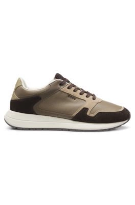 BOSS Running-style Leather Sneakers With Suede Trim