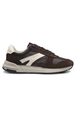 Hugo Suede Sneakers With Gold-tone Foil Logo