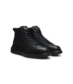 Hugo Grained Leather Lace-up Boots With Embossed Logo