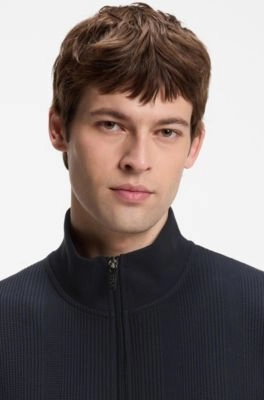 BOSS Cotton-blend Jacket With Waffle Structure And Stand Collar