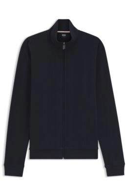BOSS Cotton-blend Jacket With Waffle Structure And Stand Collar