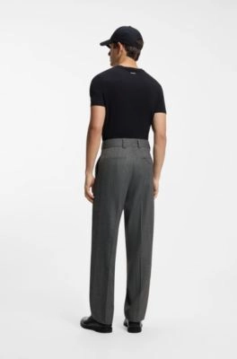 Hugo Herringbone Fabric Modern Fit Pleated Trousers