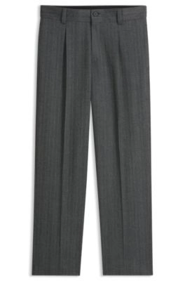 Hugo Herringbone Fabric Modern Fit Pleated Trousers