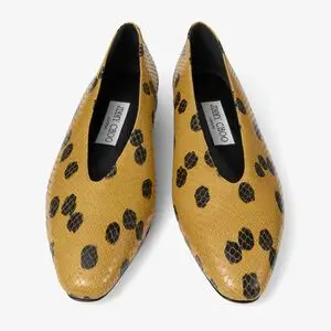 JIMMY CHOO Margot Flat Elaphe Printed Leather Flats