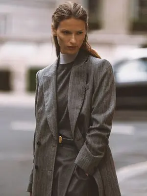 REISS Astrid Petite Wool Double-breasted Pinstripe Blazer