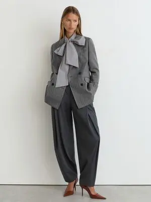 REISS Astrid Petite Wool Double-breasted Pinstripe Blazer