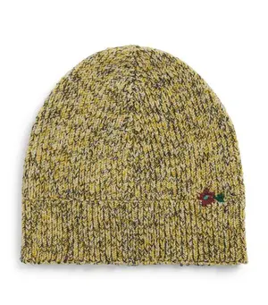 Dries Van Noten Wool-blend Floral Beanie - Yellow