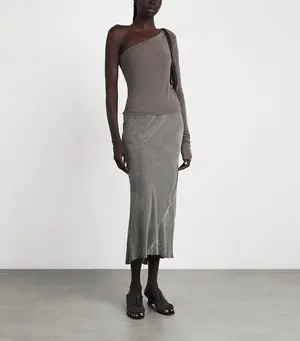 Rick Owens Velvet Midi Slip Skirt - Grey
