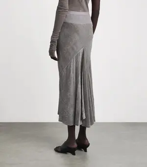 Rick Owens Velvet Midi Slip Skirt - Grey