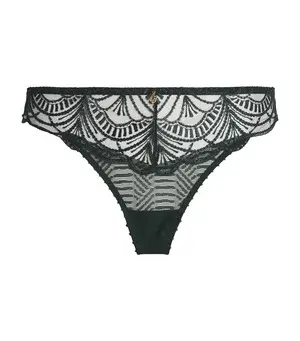 AUBADE Vibes Tanga With Delicate Embroidery And Cut-out Detail - Green