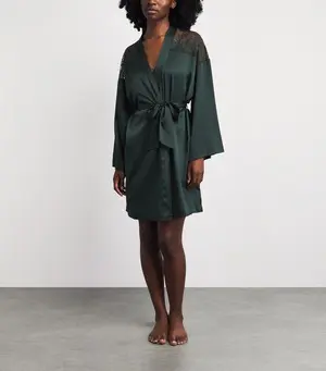 AUBADE Silk-blend Midnight Whisper Robe - Green