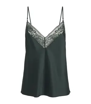 AUBADE Silk-blend Lace Trim Camisole - Green