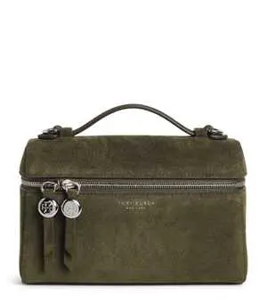 Tory Burch Suede Romy Clutch Bag - Brown