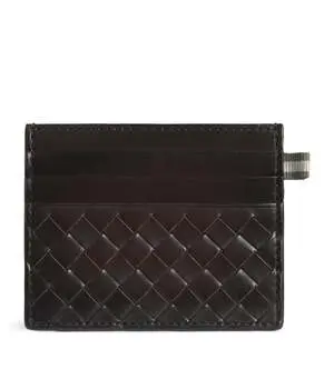 Officine Creative Leather Woven Boudin Card Holder - Brown