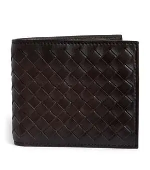 Officine Creative Leather Woven Boudin Bifold Wallet - Brown