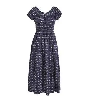 DÔEN Floral Print Organic Cotton Midi Dress