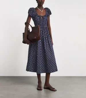 DÔEN Floral Print Organic Cotton Midi Dress