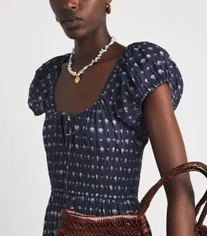 DÔEN Floral Print Organic Cotton Midi Dress