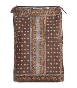 DÔEN Organic Cotton Amalia Top With Foulard De La Mer Print - Brown