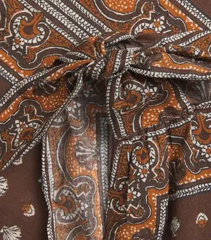 DÔEN Organic Cotton Amalia Top With Foulard De La Mer Print - Brown