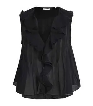 DÔEN Organic Cotton Hilda Ruffle Top - Black