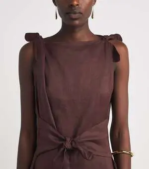 DÔEN Ramie Amorette Midi Dress - Burgundy