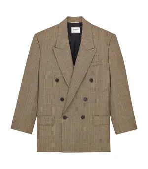 Saint Laurent Wool Check Double-breasted Blazer