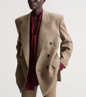 Saint Laurent Wool Check Double-breasted Blazer