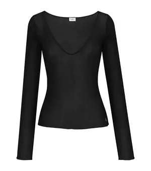 Saint Laurent Silk Ribbed V-neck Sweater
