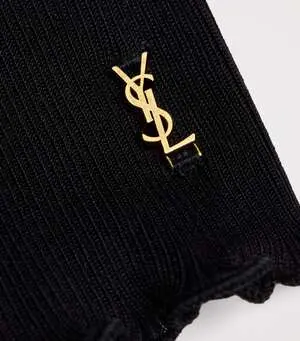 Saint Laurent Silk Ribbed V-neck Sweater