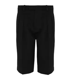 Saint Laurent Grain De Poudre Wool Tailored Bermuda Shorts